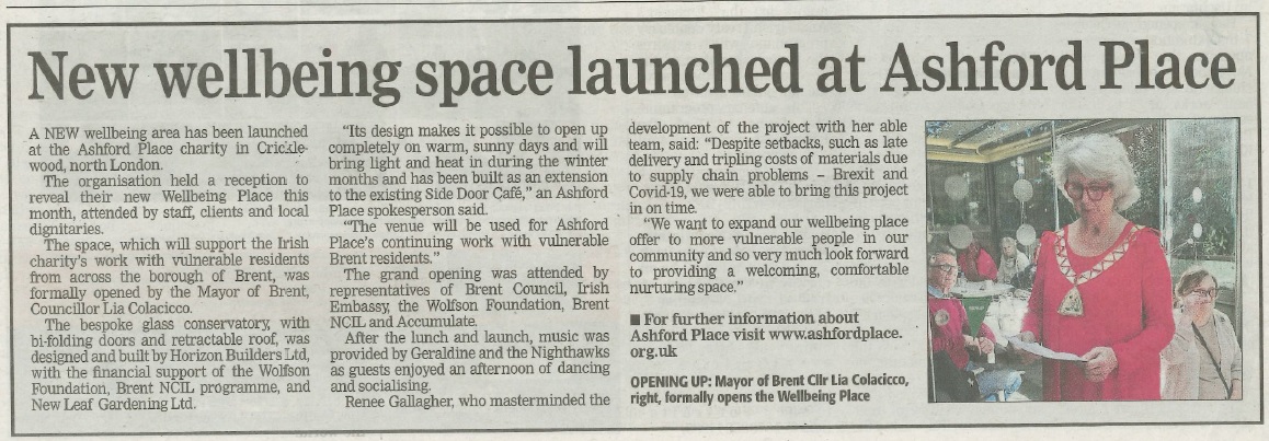 New wellbeing space launched | Ashford Place